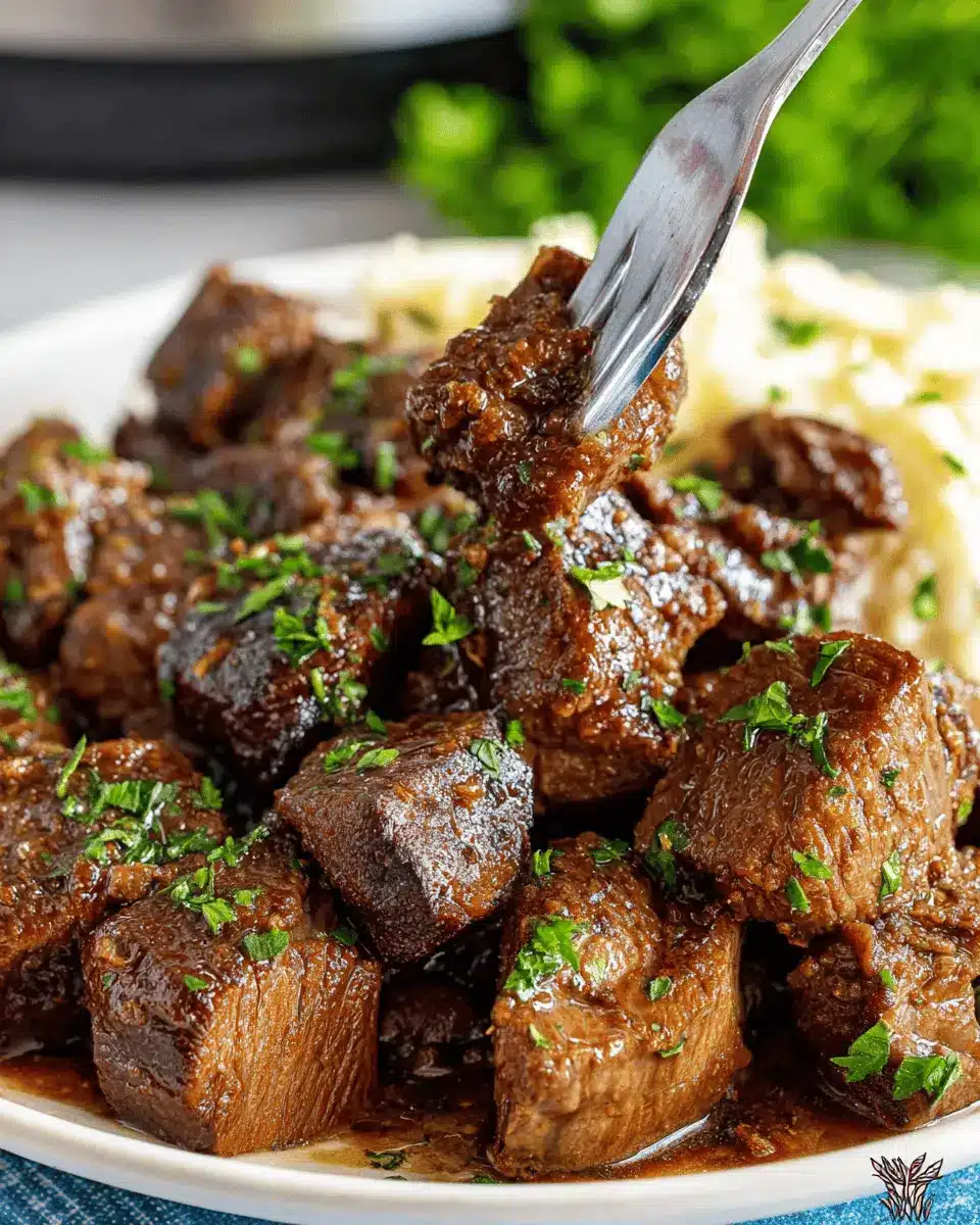 slow cooker garlic butter steak bites