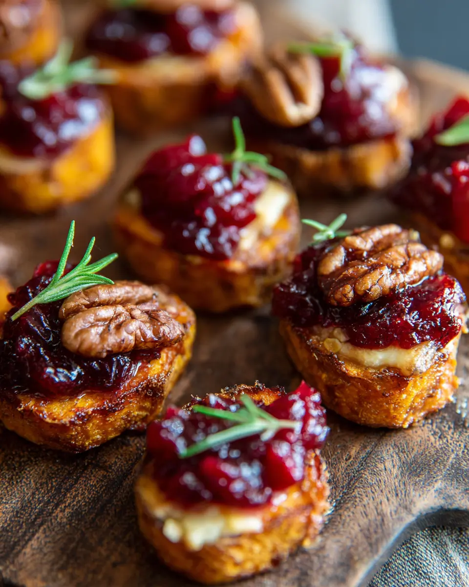 Sweet Potato Bites with Cranberry Sauce and Brie